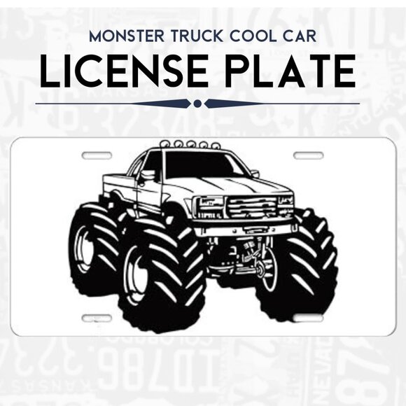 Accents | Truck Car Front License Plate Cartoon Monster Truck Cool Car ...